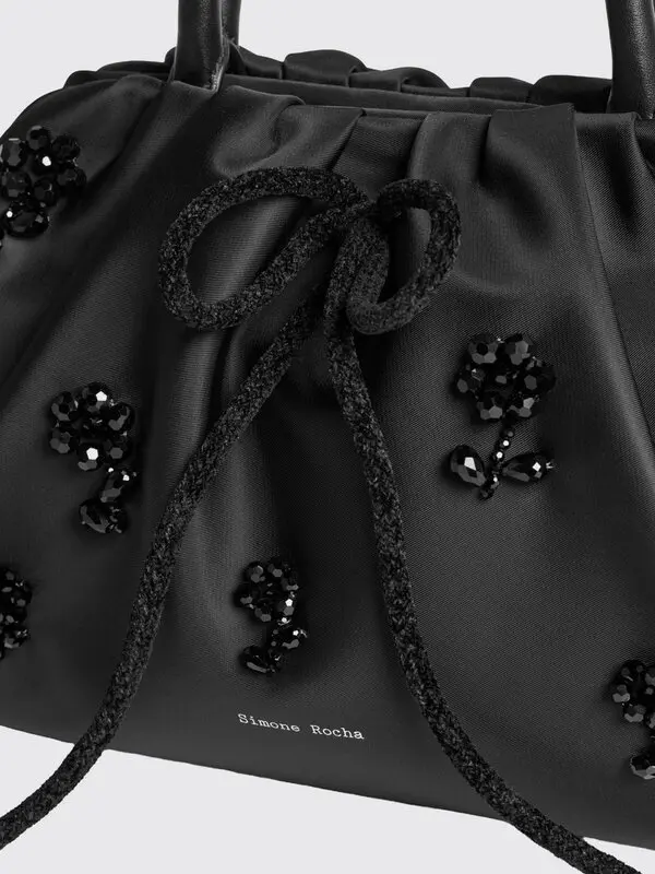 Simone Rocha Draped Nylon Bag With Embroidered Crystals