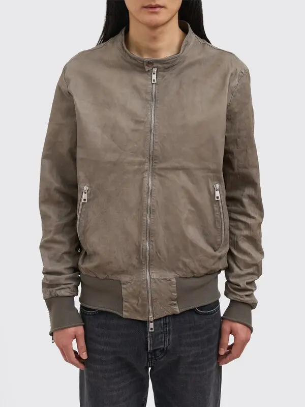 GIORGIO BRATO Leather Bomber Jacket - Green
