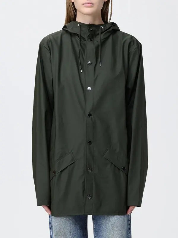 Rains Hooded Waterproof Polyester Raincoat - Green