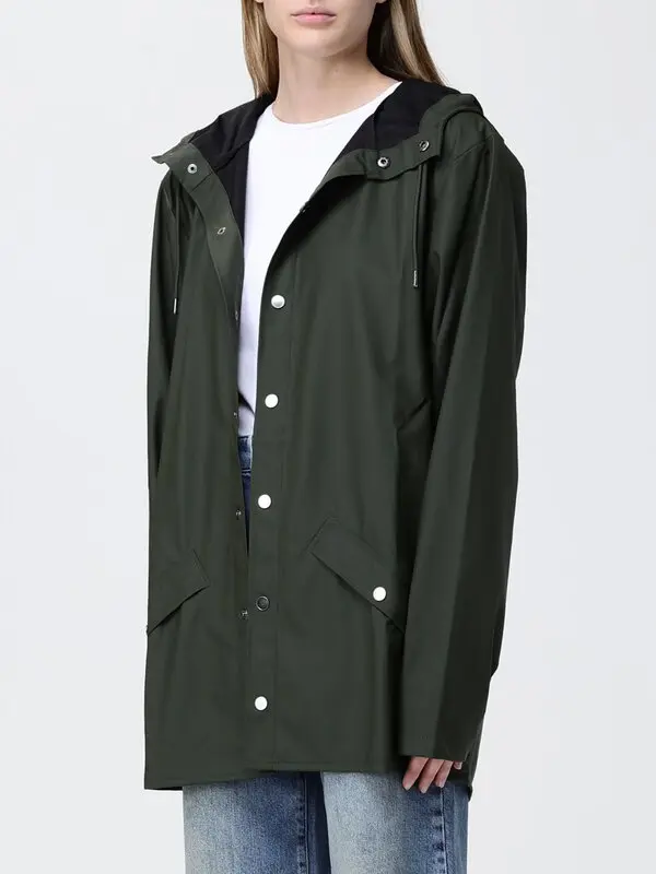 Rains Hooded Waterproof Polyester Raincoat - Green