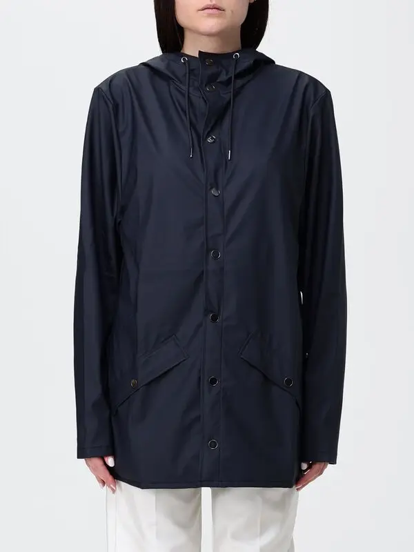 Rains Waterproof Polyester Hooded Raincoat - Navy
