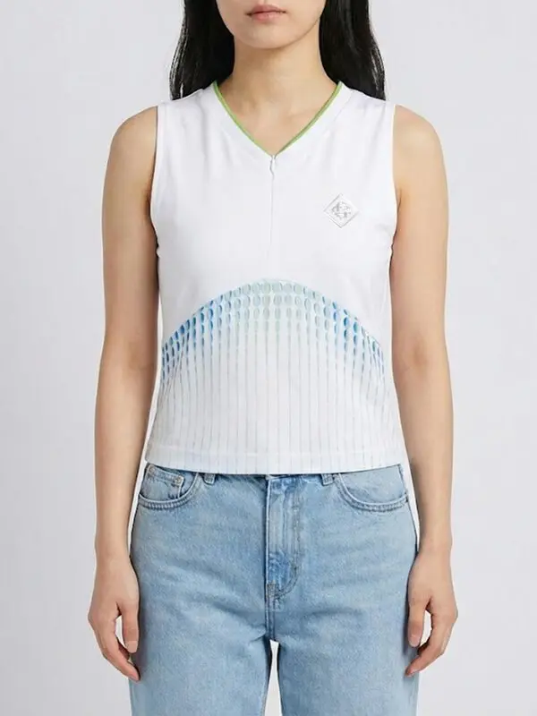 Casablanca Technical Fabric V-neck Top