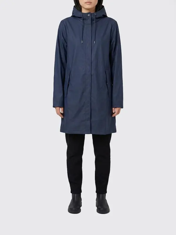 Rains Hooded Waterproof Polyester Trench Coat - Blue
