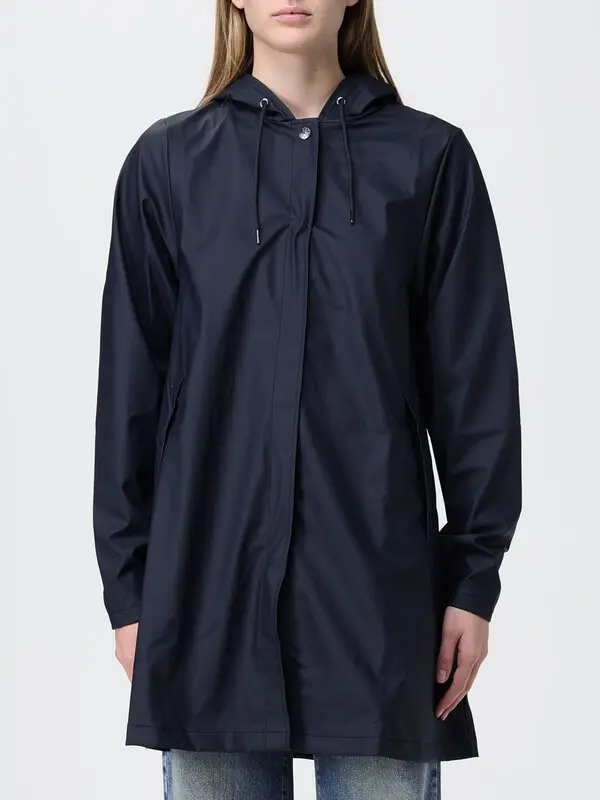 Rains Hooded Waterproof Polyester Trench Coat - Navy