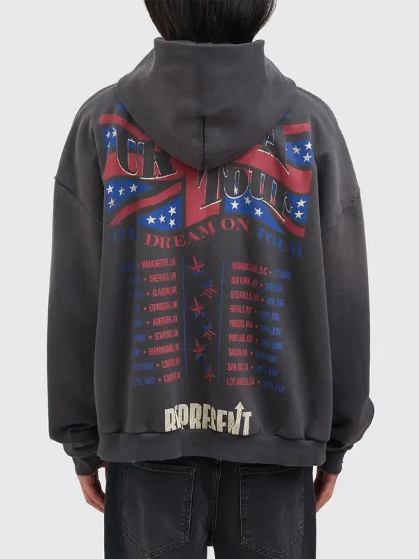REPRESENT Distressed Graphic Hoodie - Grey