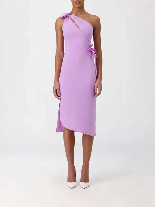 Coperni One-shoulder Ruched Midi Dress - Violet
