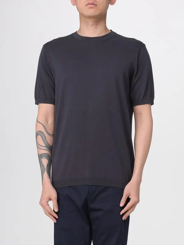 KANGRA Crew Neck Fine Knit Short Sleeve Jumper - Charcoal