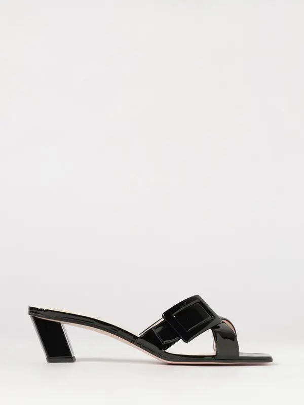 ROGER VIVIER Belle Vivier Patent Leather Mules - Black