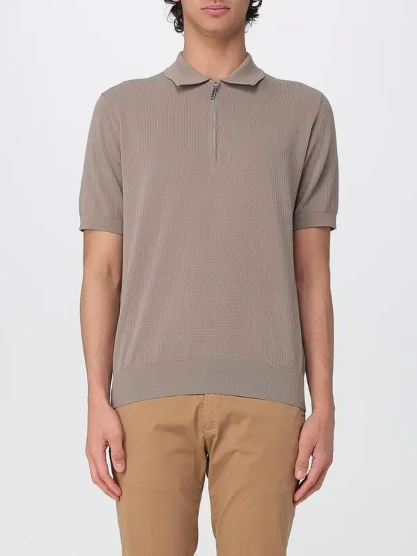 KANGRA Cotton Knit Polo Shirt - Brown