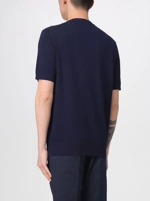 KANGRA Ribbed Crew Neck Pullover - Blue