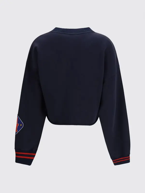 Off-White Cropped Sweatshirt With Embellished Patches - Blue
