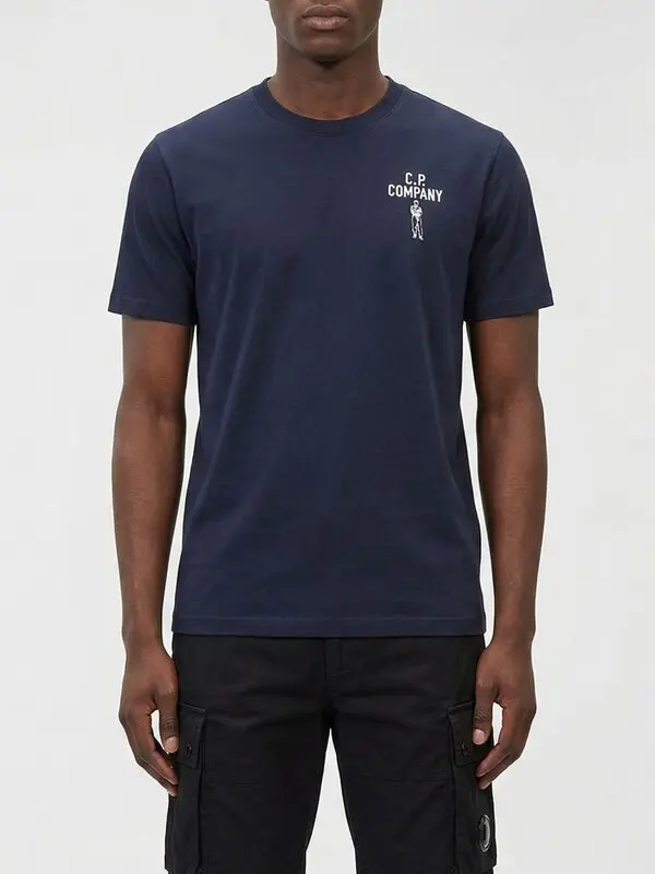 C.P. COMPANY Cotton T-shirt With Maxi Logo - Blue