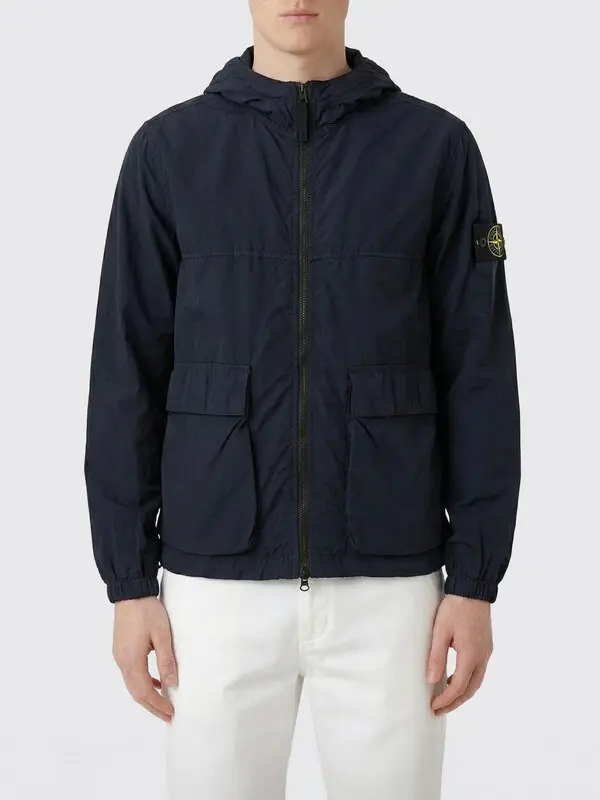 Stone Island Zip-up Hooded Jacket - Blue