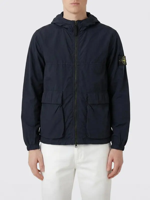 Stone Island Hooded Windbreaker - Blue