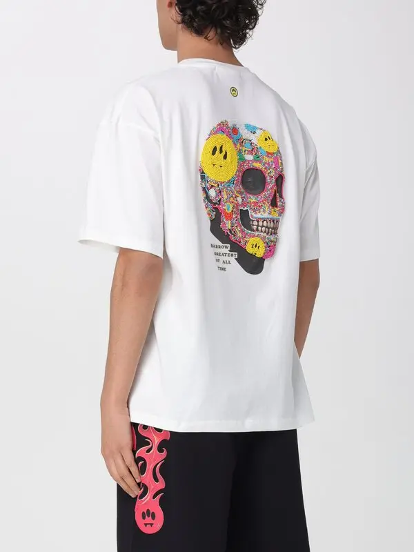 BARROW Cotton T-shirt With Skull Print - White