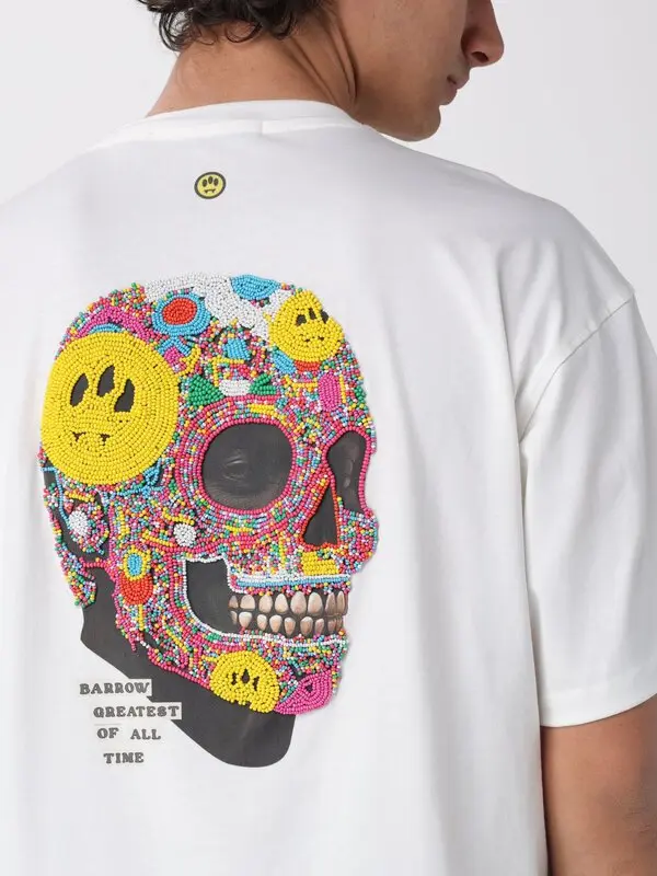 BARROW Cotton T-shirt With Skull Print - White
