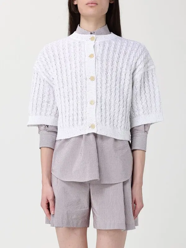 Brunello Cucinelli Linen Cardigan With Sequin Embellishments - White