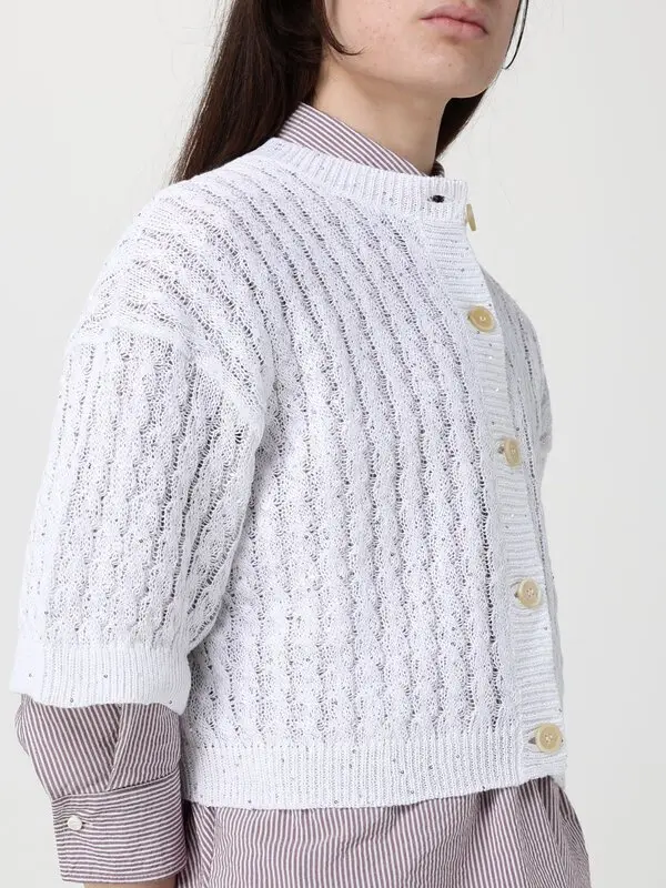 Brunello Cucinelli Linen Cardigan With Sequin Embellishments