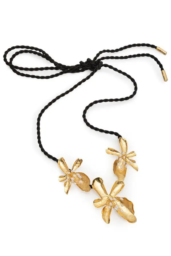 Natori Fresh Water Pearl & Plated Cluster Peony Necklace - Gold