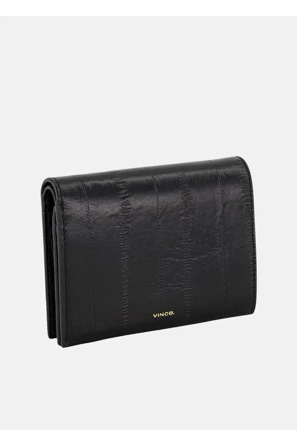 Vince Eel Leather Folio Card Case - Black