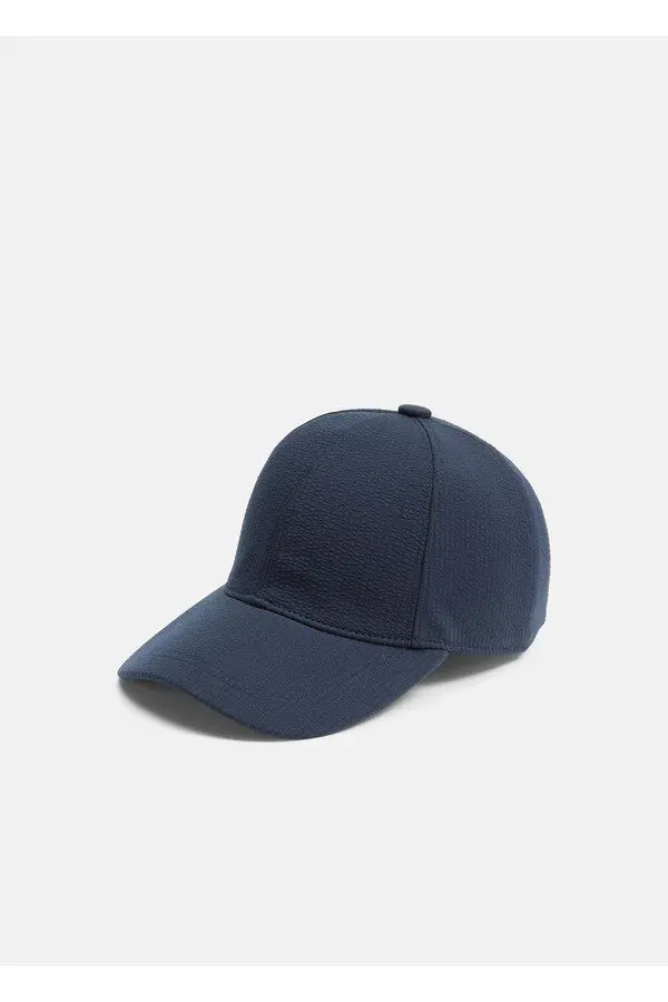 Vince Seersucker Baseball Cap - Blue