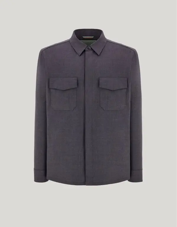 Canali Anthracite Relaxed Fit Pure Wool Overshirt - Grey