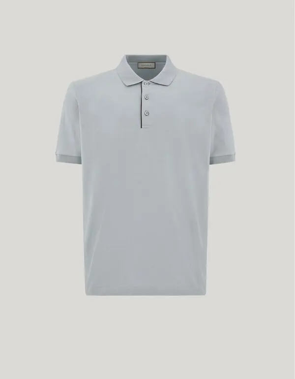 Canali Brianza Cotton Polo Shirt With Contrasting Piping On The Button Placket - Green