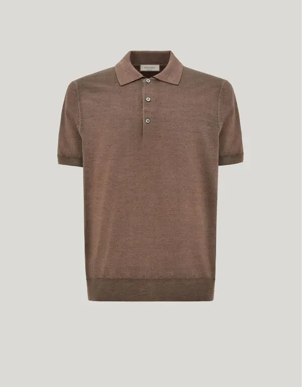 Canali Taupe Wool And Silk Short-sleeved T-shirt - Beige