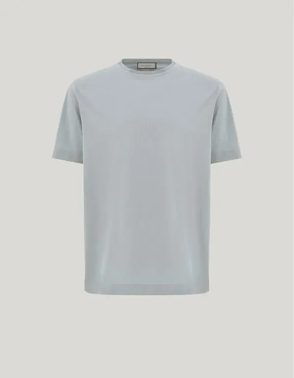 Canali Brianza Lisle Cotton T-shirt With Double Collar - Green