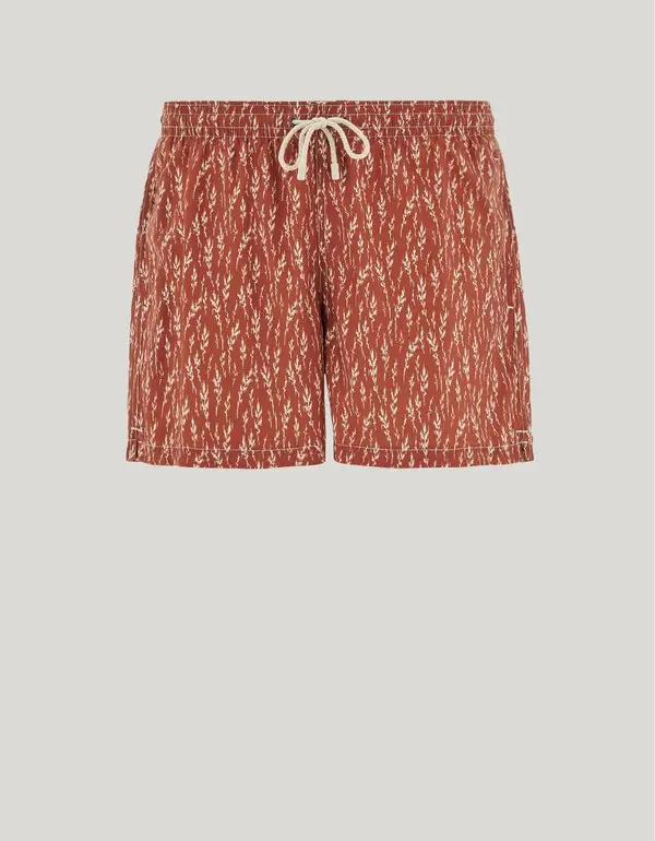 Canali Botanical Print Swim Shorts - Red
