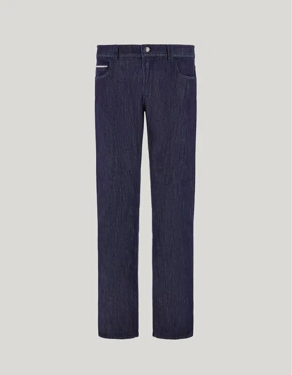 Canali Regular Fit Soft Touch Fabric Denim Pants - Blue