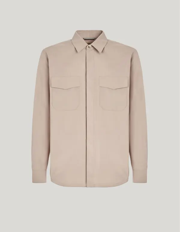 Canali Relaxed Nuvola Fit Overshirt In Pure Cotton - Beige