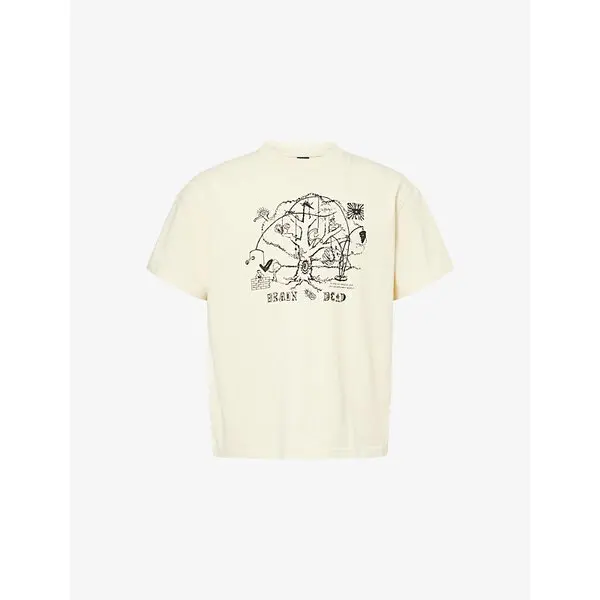 BRAIN DEAD Oracle Graphic-print Cotton T-shirt - Natural