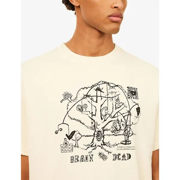 BRAIN DEAD Oracle Graphic-print Cotton T-shirt - Natural
