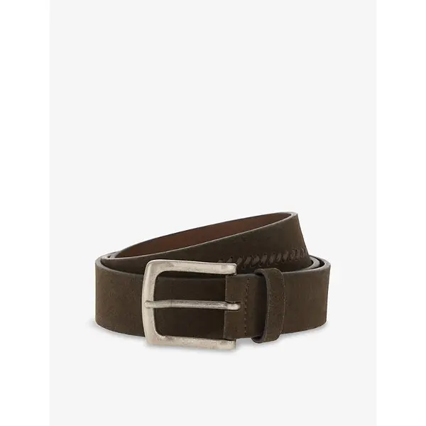 Boggi Milano Brushed-buckle Suede Belt - Dark Brown