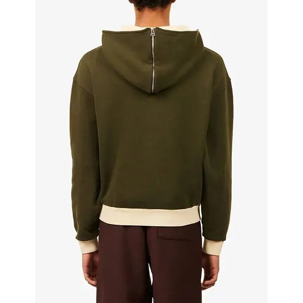 BRAIN DEAD Contrast-pocket Zip-up Cotton Hoody