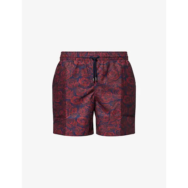 Derek Rose Rose Print Swim Shorts - Navy