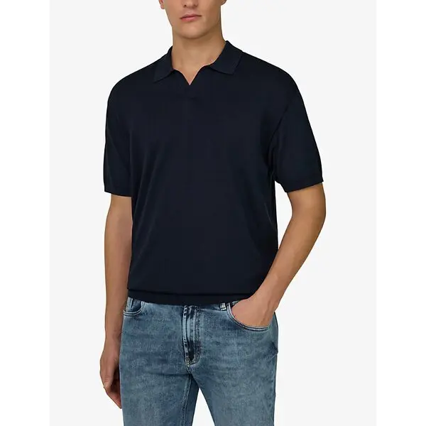 Boggi Milano Relaxed Short-sleeve Cotton And Silk-blend Polo