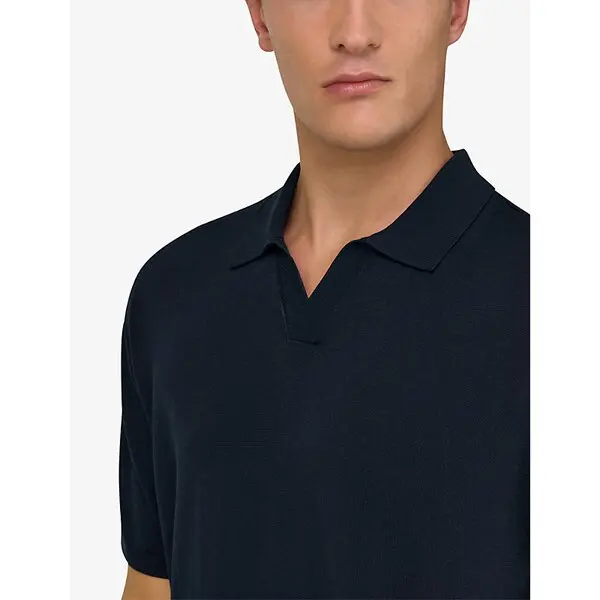Boggi Milano Relaxed Short-sleeve Cotton And Silk-blend Polo