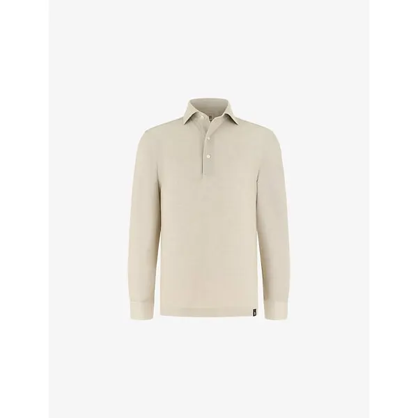 Boggi Milano Long-sleeved Cotton-blend Polo Shirt