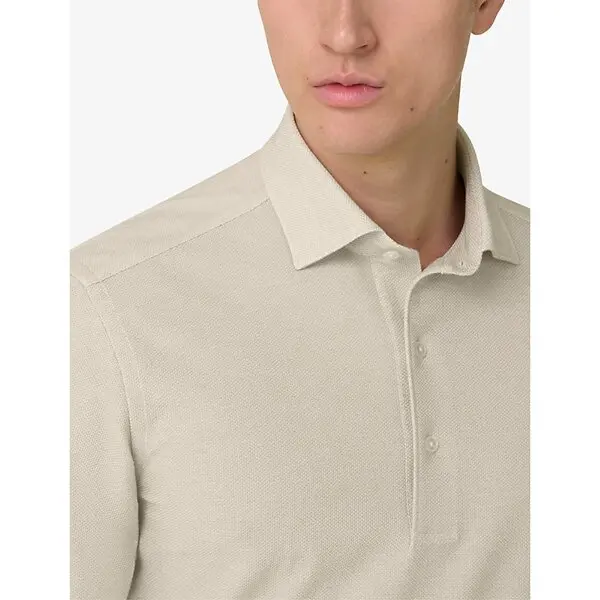 Boggi Milano Long-sleeved Cotton-blend Polo Shirt