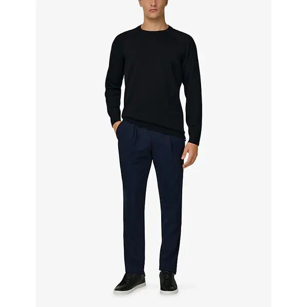 Boggi Milano Cotton And Silk-blend Jumper - Black