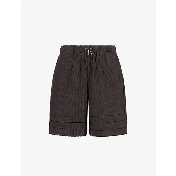 BRAIN DEAD Gingham Pleated Cotton Shorts - Black