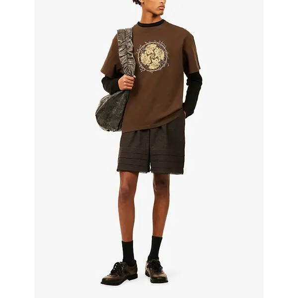 BRAIN DEAD Gingham Pleated Cotton Shorts
