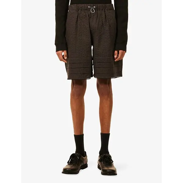 BRAIN DEAD Gingham Pleated Cotton Shorts