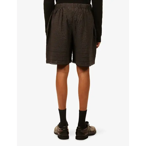 BRAIN DEAD Gingham Pleated Cotton Shorts
