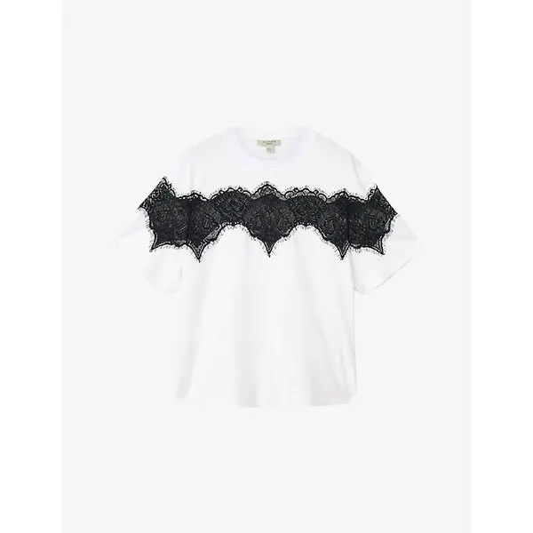ALLSAINTS Lisa Lace-embroidered T-shirt - Optic White