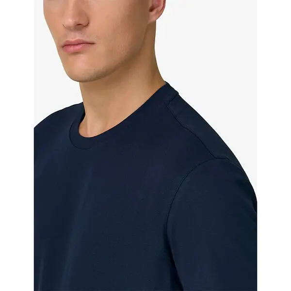 Boggi Milano Branded Short-sleeved Cotton-blend T-shirt - Navy Blue