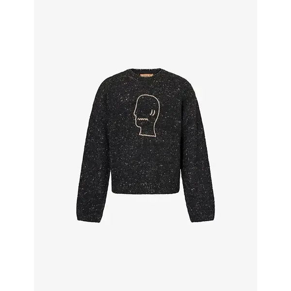 BRAIN DEAD Oversized Crew-neck Alpaca-blend Jumper - Charcoal