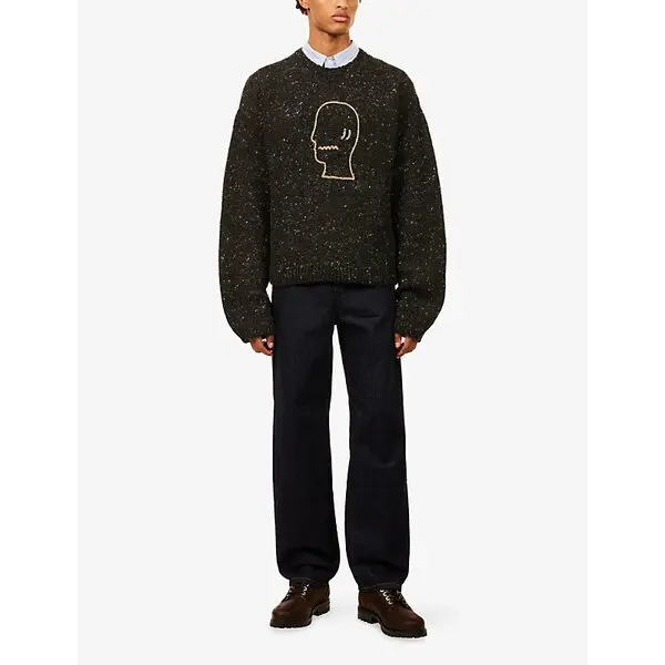 BRAIN DEAD Oversized Crew-neck Alpaca-blend Jumper - Charcoal